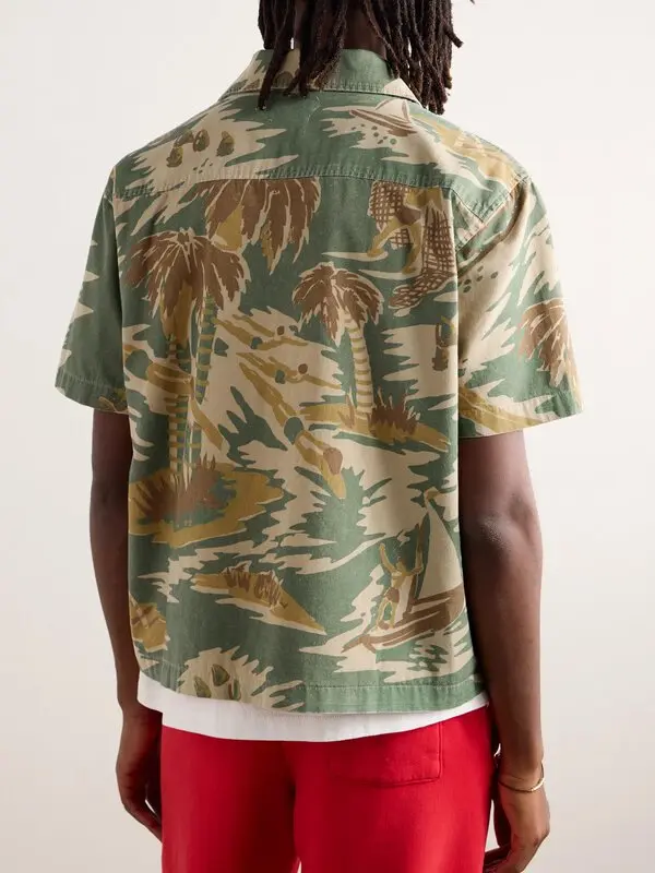 CHERRY LOS ANGELES Camp-collar Printed Cotton-twill Shirt