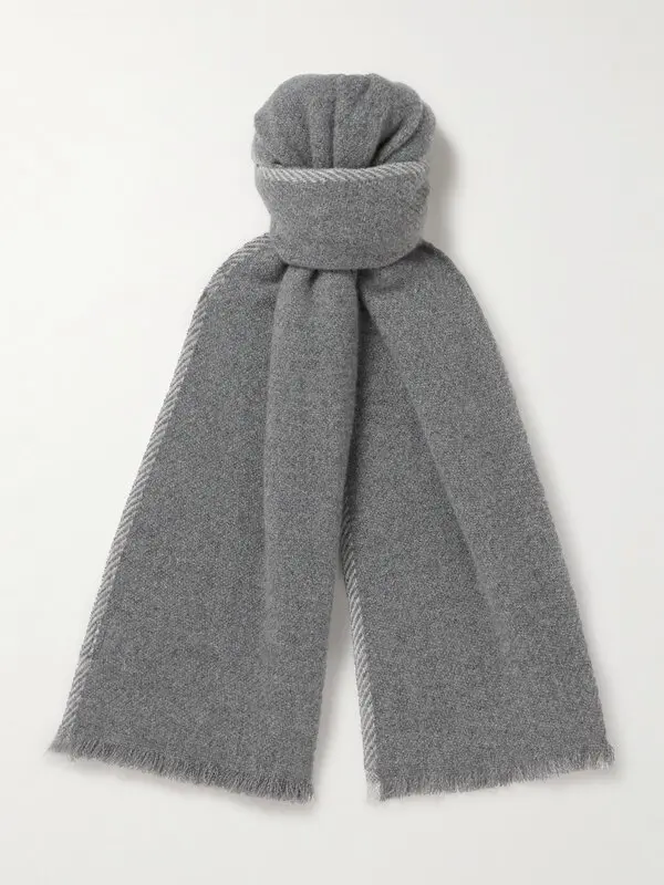 Brunello Cucinelli Frayed Cashmere Scarf - Gray