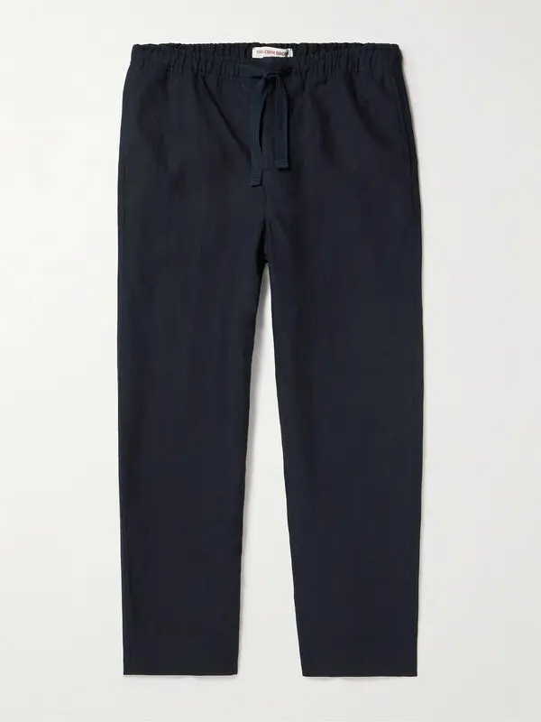 Orlebar Brown Alex Tapered Linen Drawstring Trousers - Blue