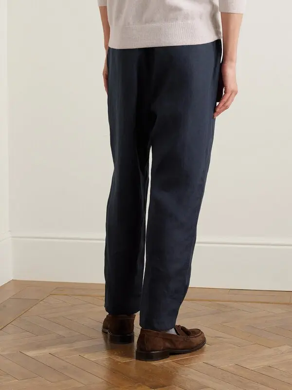 Orlebar Brown Alex Tapered Linen Drawstring Trousers - Blue
