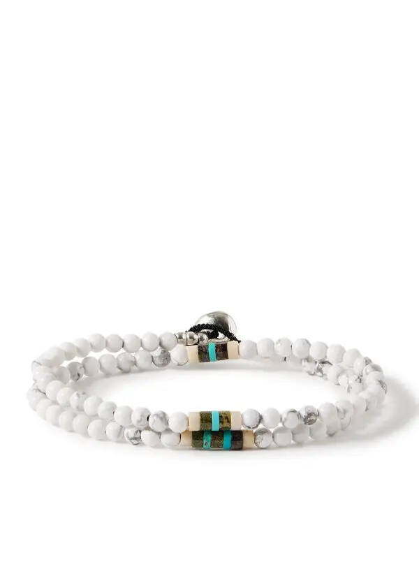 MIKIA Silver Multi-stone Beaded Wrap Bracelet - White