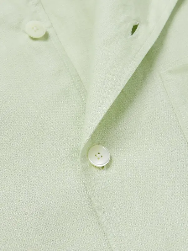 Zegna Camp-collar Oasi Linen Shirt - Green