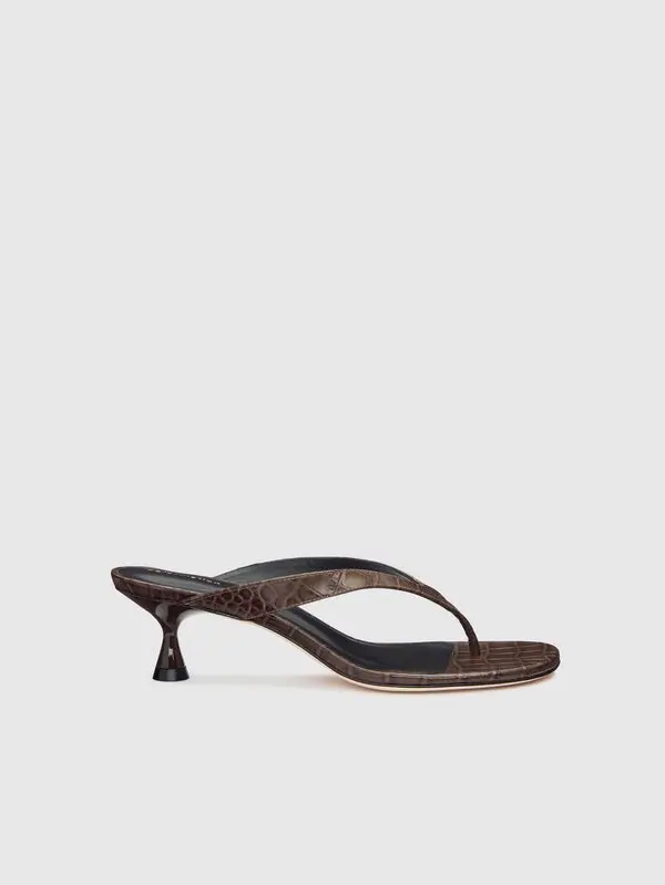 REFORMATION Sophie Heeled Croc-effect Sandals - Brown