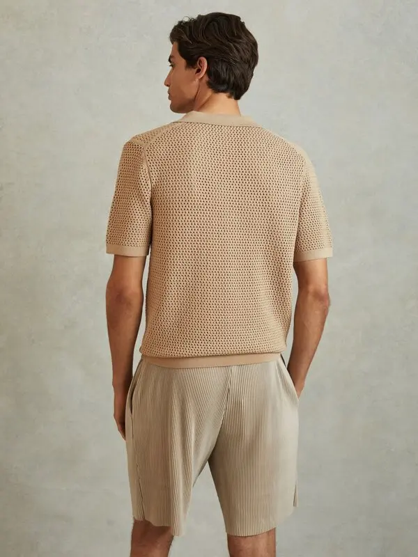 REISS Fargo Knitted Cuban Collar Polo Shirt