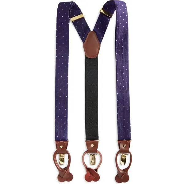 CLIFTON WILSON Diamond Silk Patterned Suspenders - Purple