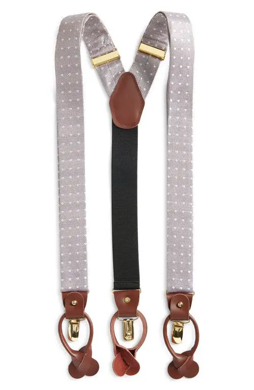 CLIFTON WILSON Polka Dot Silk Suspenders - Grey
