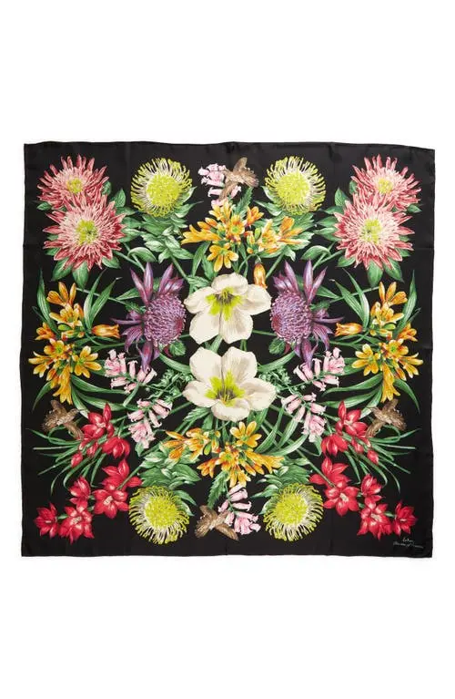Echo Blooms Of Oceania Silk Square Scarf - Black