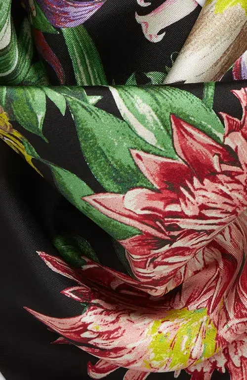 Echo Blooms Of Oceania Silk Square Scarf - Black