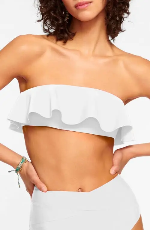 Ramy Brook Cecile Ruffle Strapless Bikini Top - White