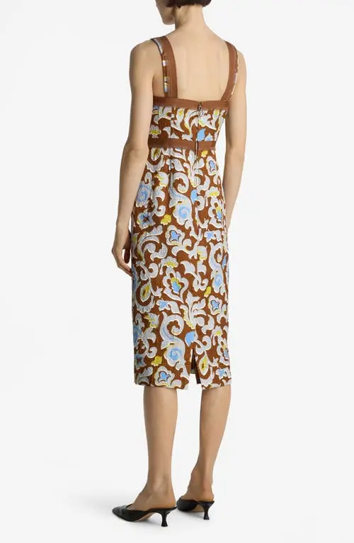 St. John Paisley Print Matelassé Dress