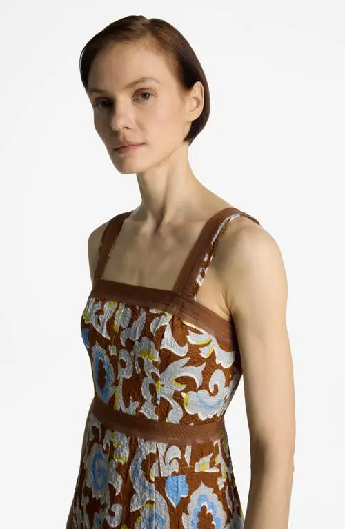 St. John Paisley Print Matelassé Dress