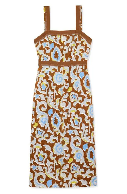St. John Paisley Print Matelassé Dress