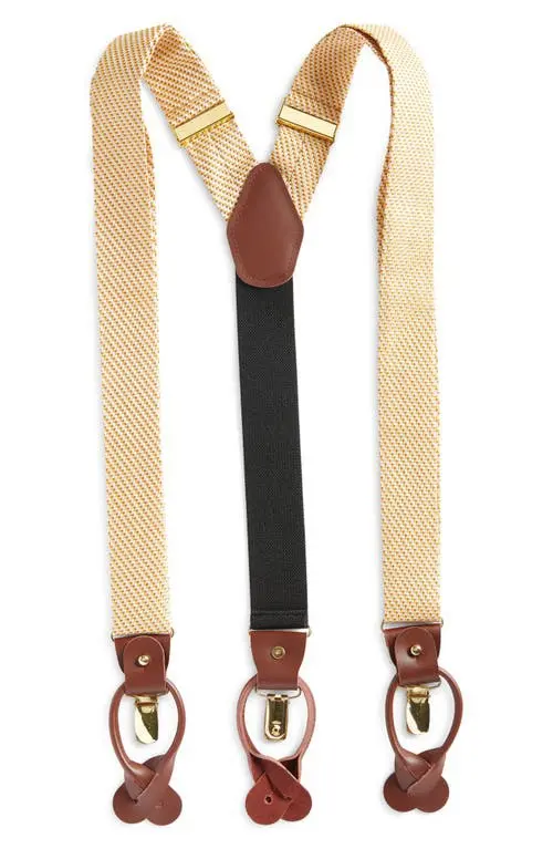 CLIFTON WILSON Silk Jacquard Suspenders - Gold