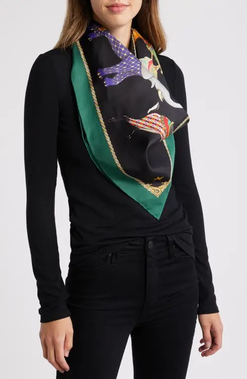 Echo The Menagerie Silk Square Scarf - Black