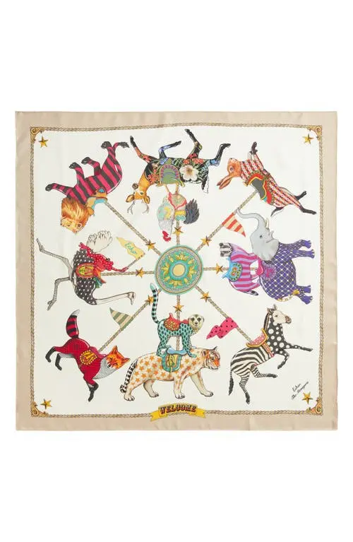 Echo The Menagerie Silk Square Scarf - Cream
