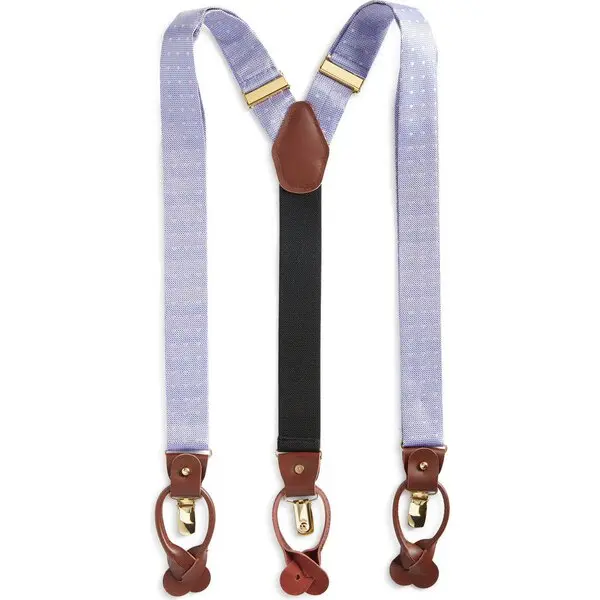 CLIFTON WILSON Polka Dot Silk Suspenders - Periwinkle