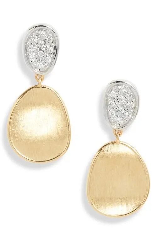 Marco Bicego Lunaria Pavé Diamond Disc Drop Earrings - Yellow/white Gold