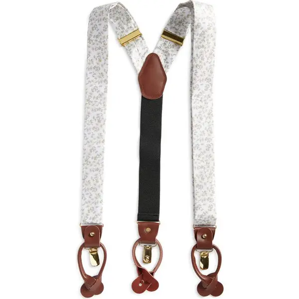 CLIFTON WILSON Floral Silk Suspenders - White