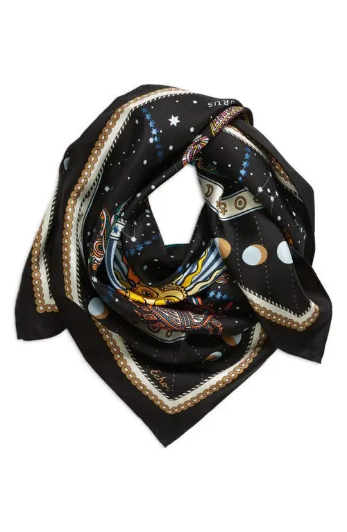 Echo Written In The Stars Silk Square Scarf - Black