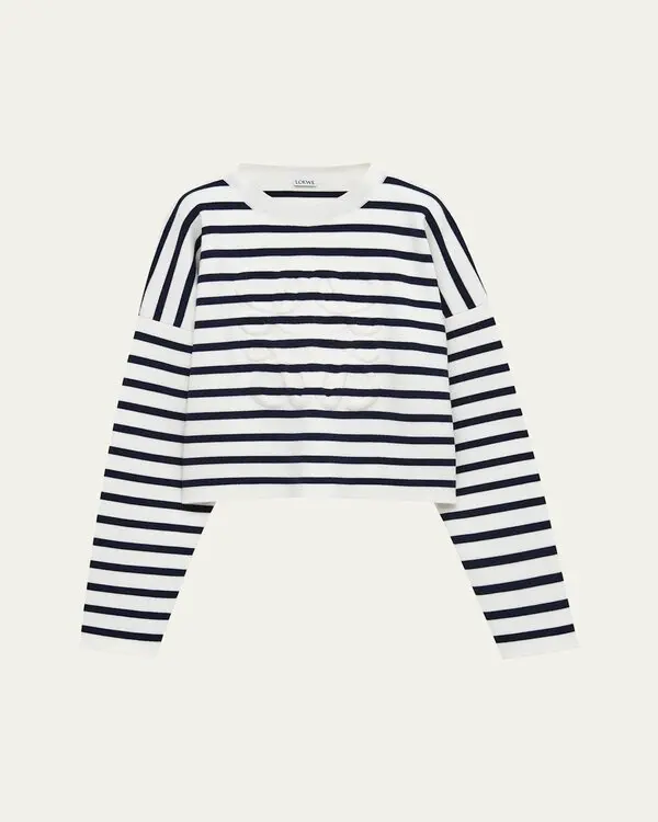 Loewe Striped Wool-blend Sweater - Off White Navy