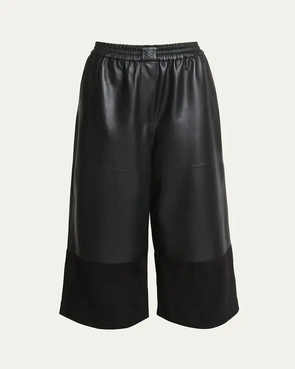 Loewe Cropped Leather And Suede Trousers