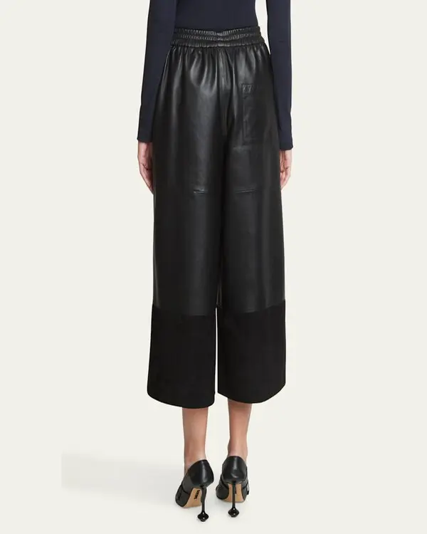 Loewe Cropped Leather And Suede Trousers