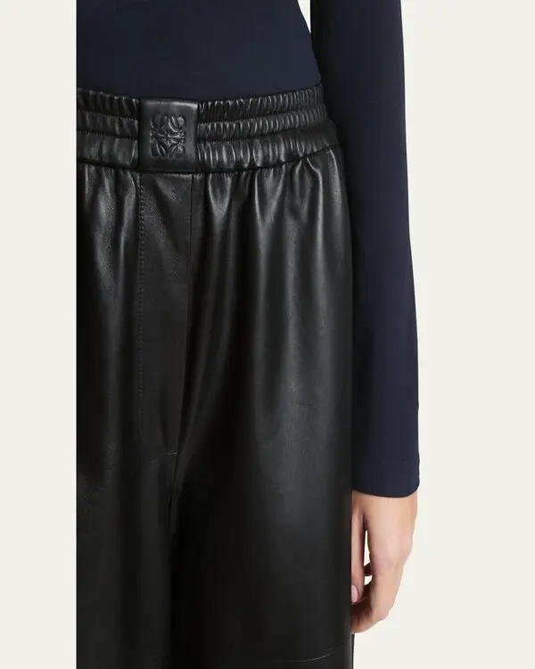Loewe Cropped Leather And Suede Trousers