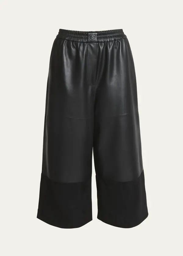 Loewe Cropped Leather And Suede Trousers