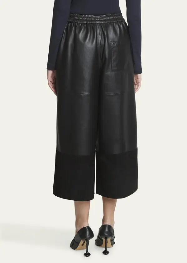 Loewe Cropped Leather And Suede Trousers