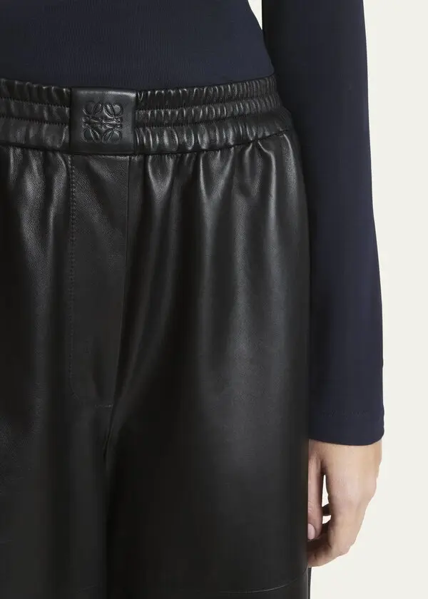 Loewe Cropped Leather And Suede Trousers