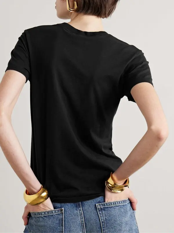NILI LOTAN Mariela Cotton-jersey T-shirt - Black