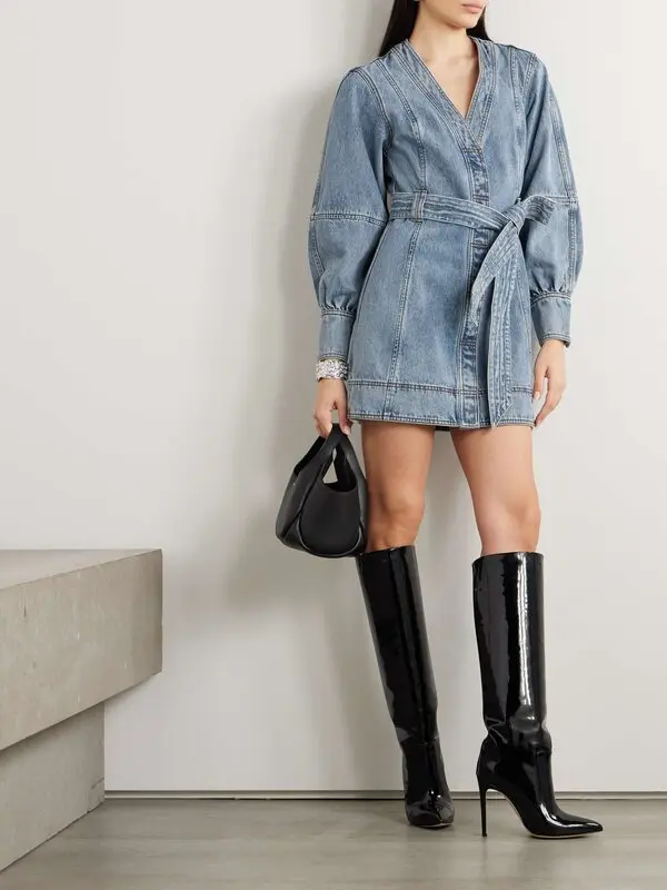 aje dress denim Harper Denim Mini Dress-CLASSIC WASH / 4
