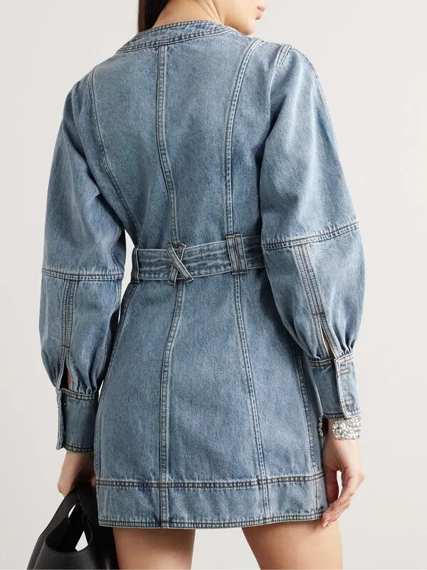 aje denim mini dress Maya Denim Mini Dress-BLACK / 6