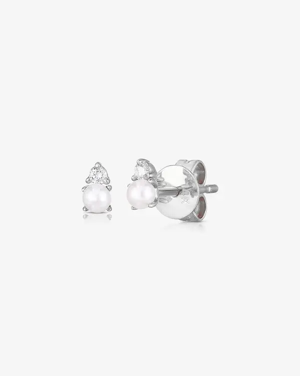 Ring Concierge Pearl And Diamond Stud Earrings