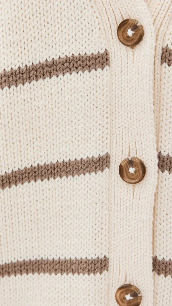 Jenni Kayne Chloe Striped Cotton Cardigan - Ivory/taupe