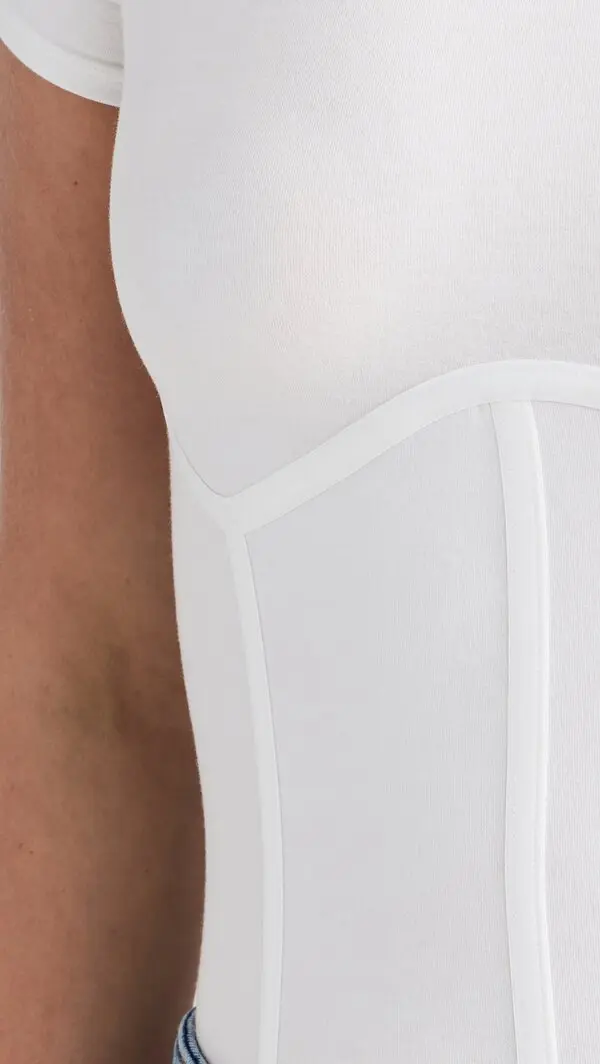 FLEUR DU MAL Cotton T-shirt Thong Bodysuit - Ivory