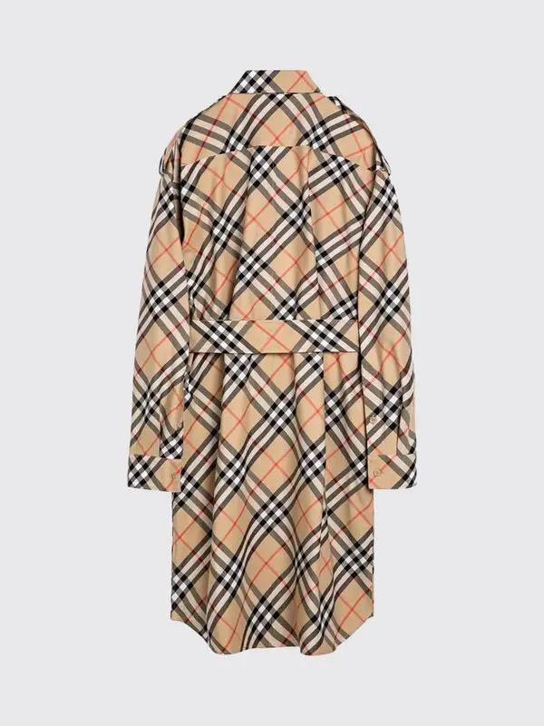 Burberry Checked Cotton Trench Dress - Sand