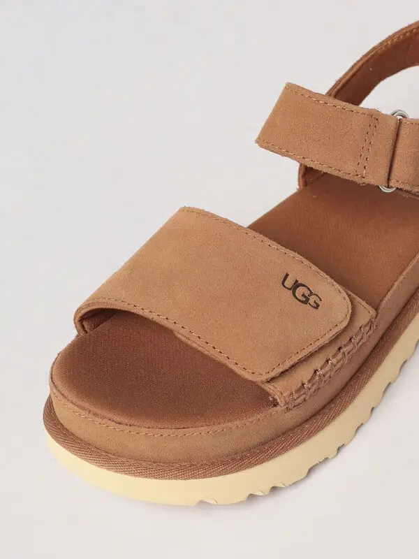 UGG Goldenstar Suede Platform Sandals - Brown