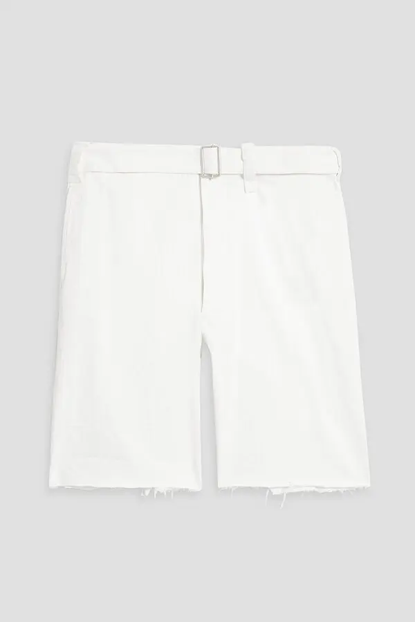 MAISON MARGIELA Belted Herringbone Cotton Shorts - White