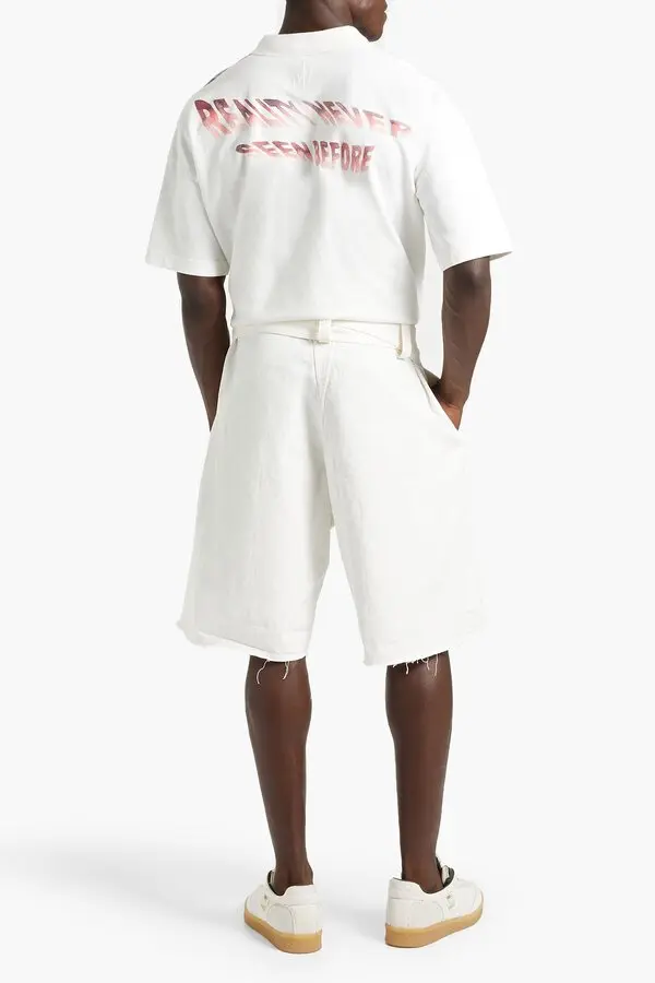 MAISON MARGIELA Belted Herringbone Cotton Shorts
