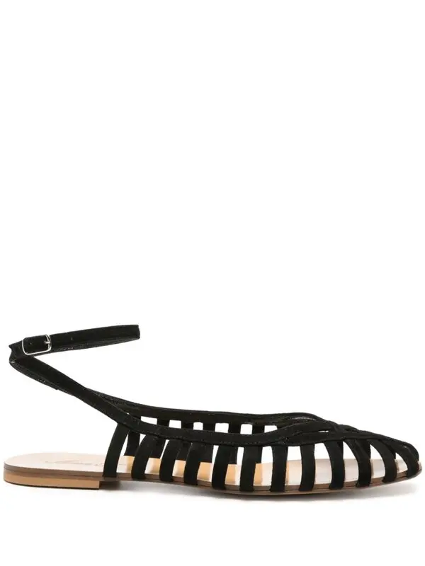 ANNA F. 513 Suede Sandals - Black