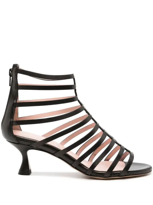 ANNA F. 55mm Leather Caged Sandals - Black
