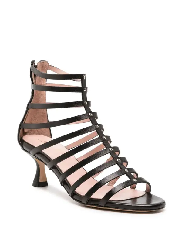 ANNA F. 55mm Leather Caged Sandals - Black