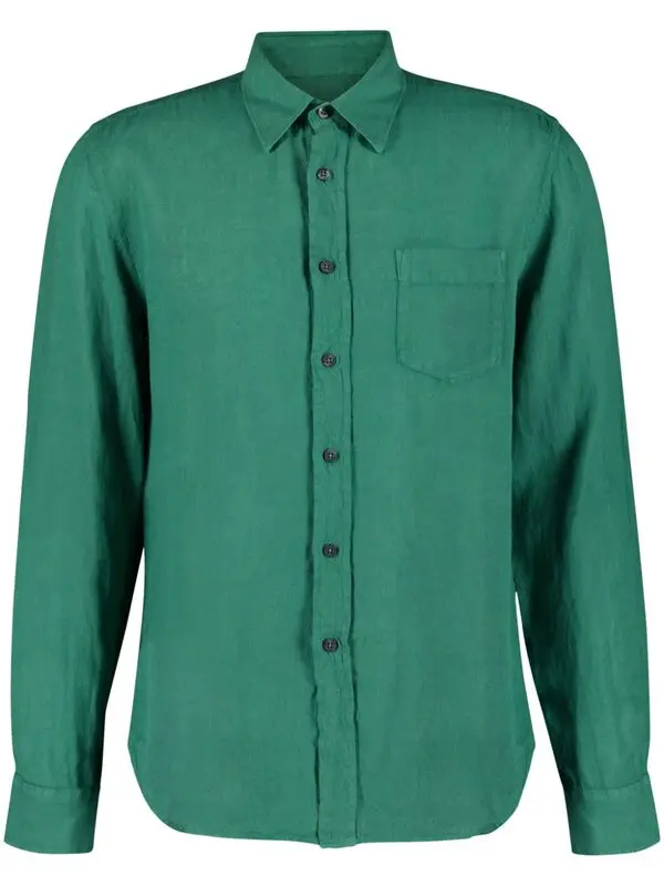 120% Lino Long-sleeve Linen Shirt - Green