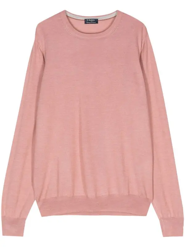 BARBA NAPOLI Fine-knit Virgin Wool-silk Jumper - Pink