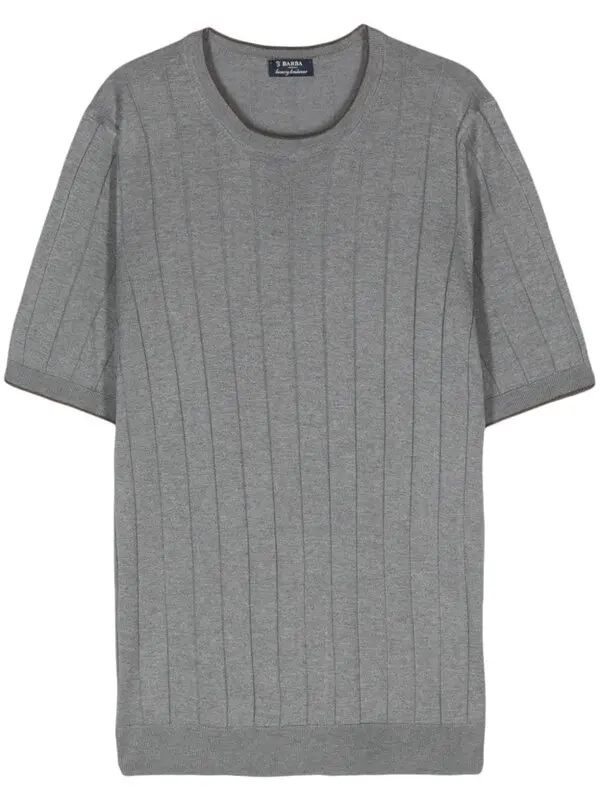 BARBA NAPOLI Ribbed-knit Silk Jumper - Grey