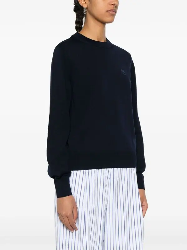 Maison Kitsuné Fox Motif Knitted Jumper - Blue