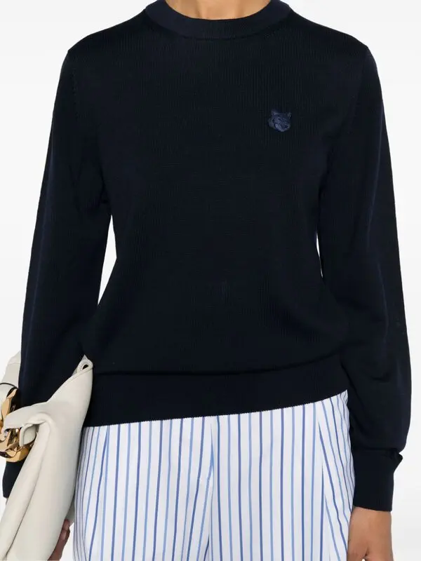 Maison Kitsuné Fox Motif Knitted Jumper - Blue