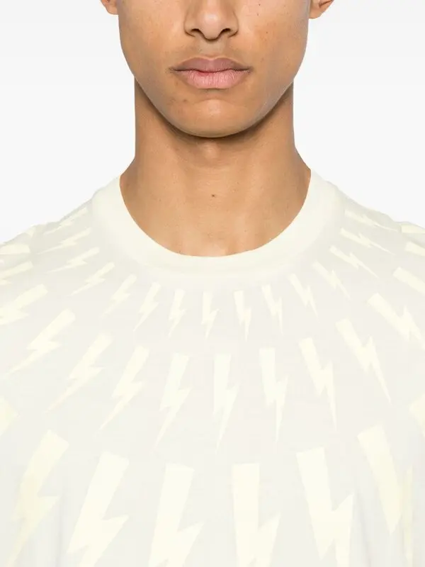 Neil Barrett Thunderbolt-print Cotton T-shirt - Yellow