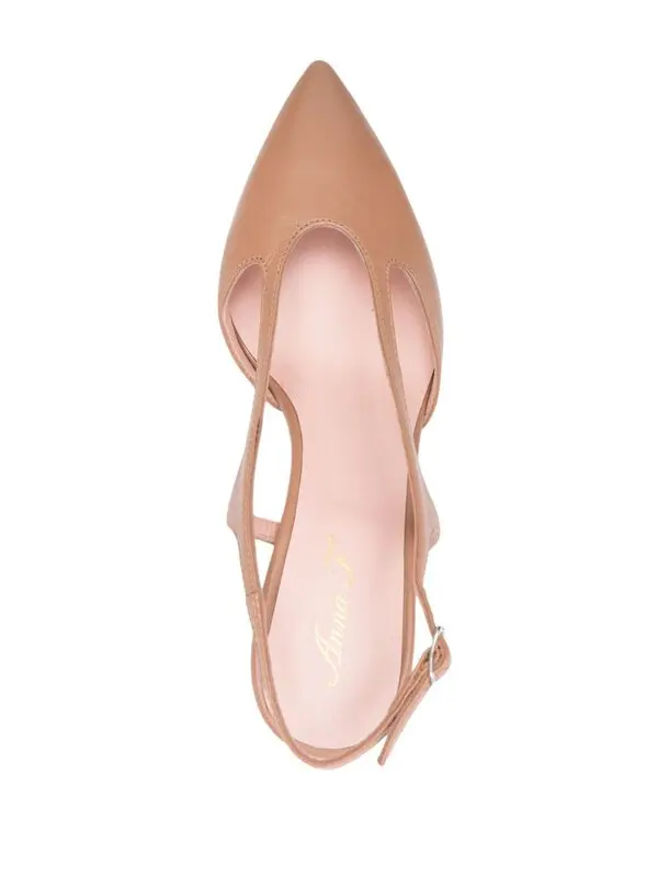 ANNA F. 75mm Slingback Leather Pumps